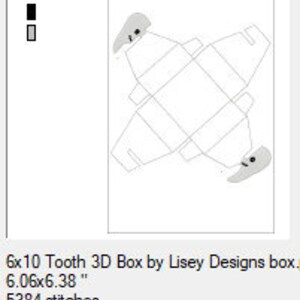 3D Medium Sized Tooth Box, 6x10 Hoop Size, Digital Embroidery Design ...