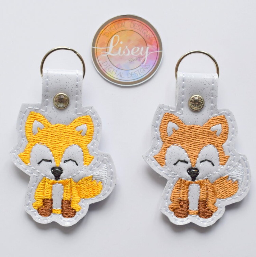 Digital File, 2 Smiling Fox, Key Fobs, Embroidery Designs, Happy Fox ...