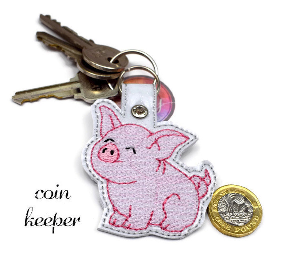 DIGITAL PATTERN, Piggy Coin Keeper, Piggy Key Fob, ITH, Embroidery ...