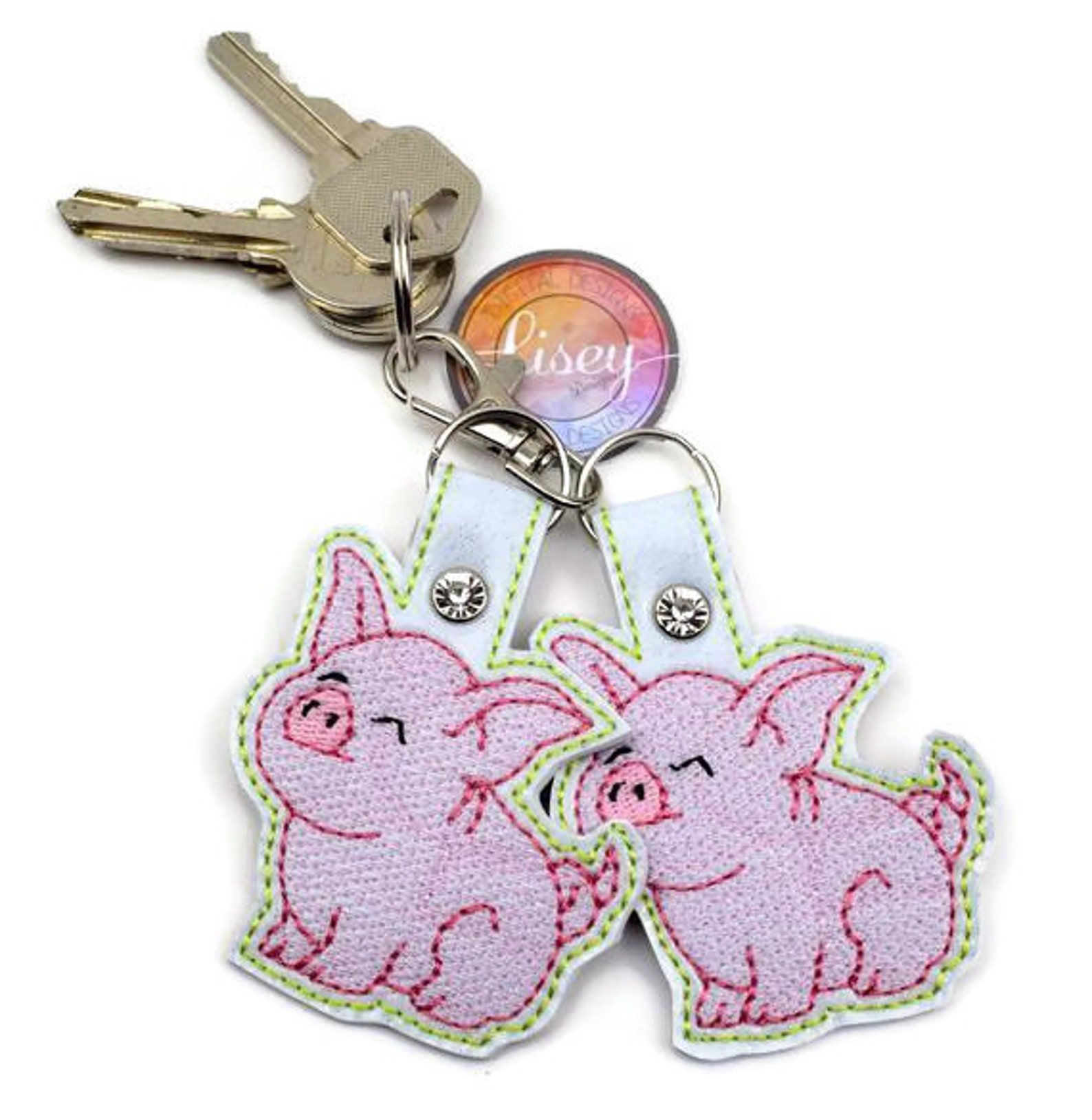DIGITAL PATTERN Pig Key Fob 2 Pink Pig Key Ring ITH | Etsy