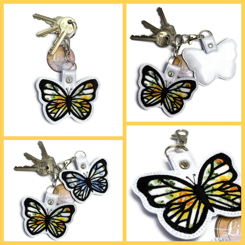 DIGITAL PATTERN, Butterfly Key Fob, 4x4 & 5x7 Hoop Size Included ...