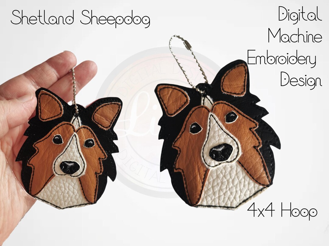 Shetland Sheepdog, Sheltie, Key Ring Chain, Large Charm, Layered Raw ...