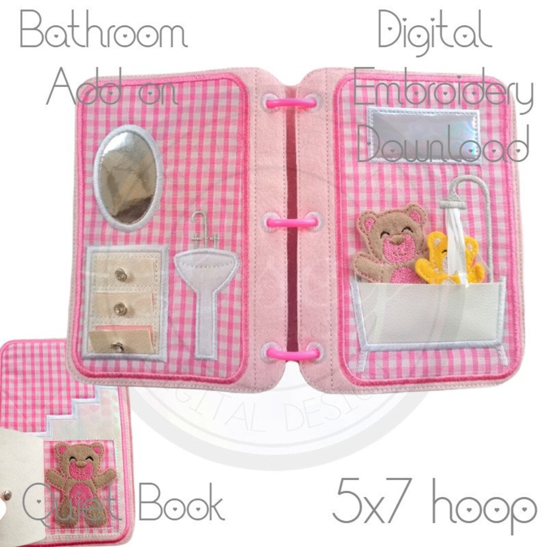 Bathroom Pages for Quiet Book, Teddy Bear, Interactive Play, Digital ...