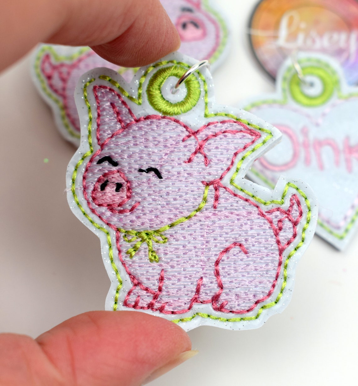 DIGITAL PATTERN, Pig Embroidery Charm, Cute Piggy Charm, Zipper Set ...