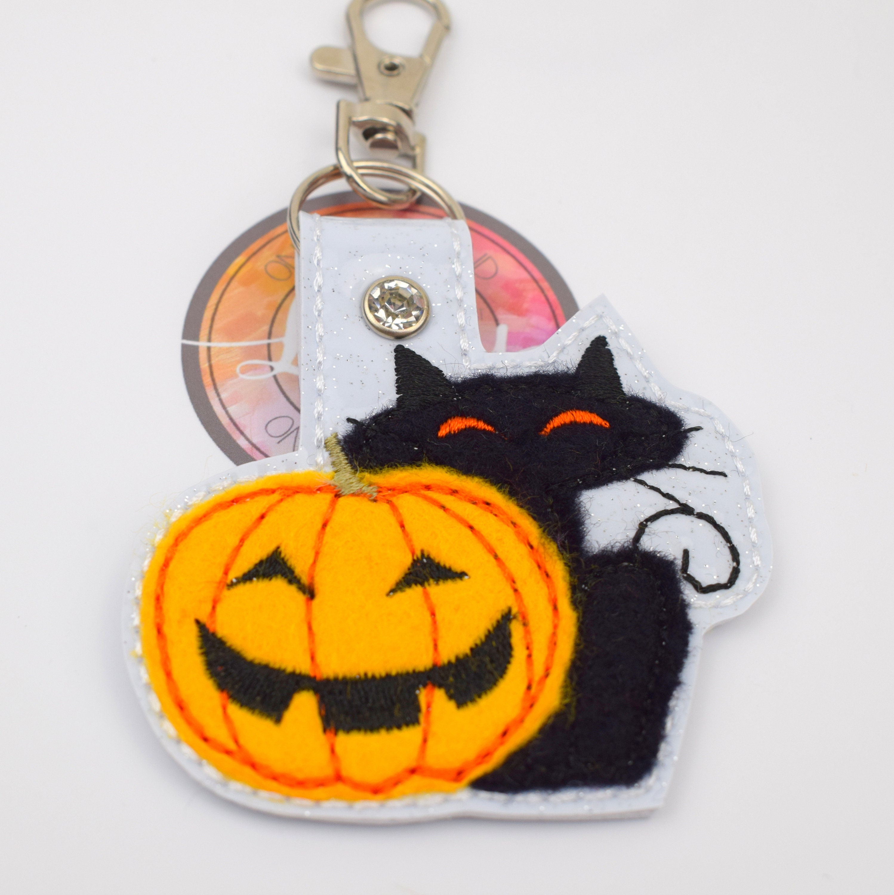 DIGITAL PATTERN 1 Pumpkin & Cat Key Fob Halloween Key Ring | Etsy