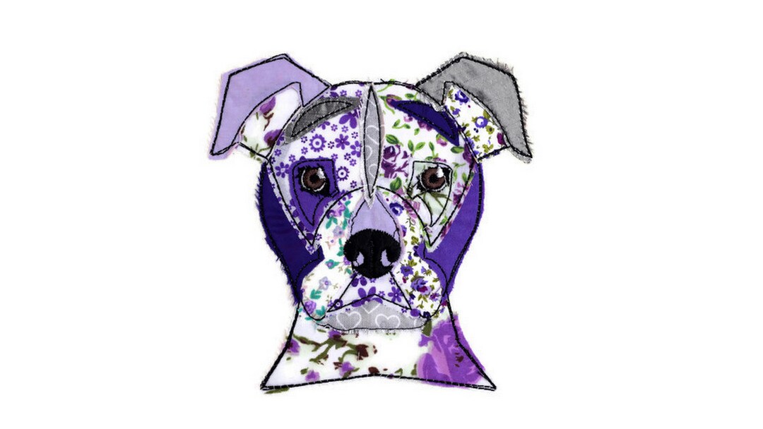 Digital Download, Patchwork Staffordshire Bull Terrier, Raw Edge ...