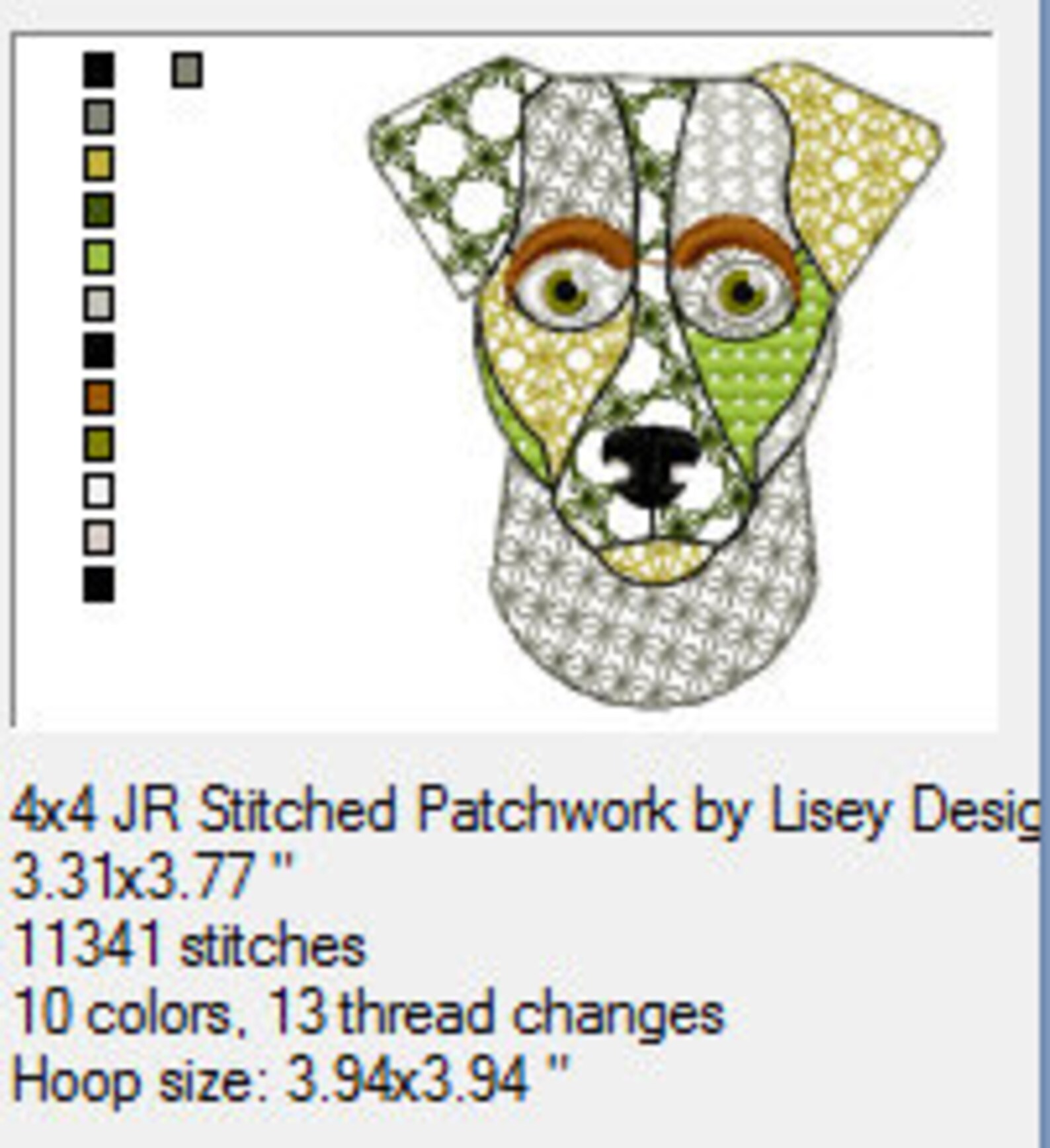 Digital File, Jack Russell Terrier, Stitched Patchwork, Machine ...