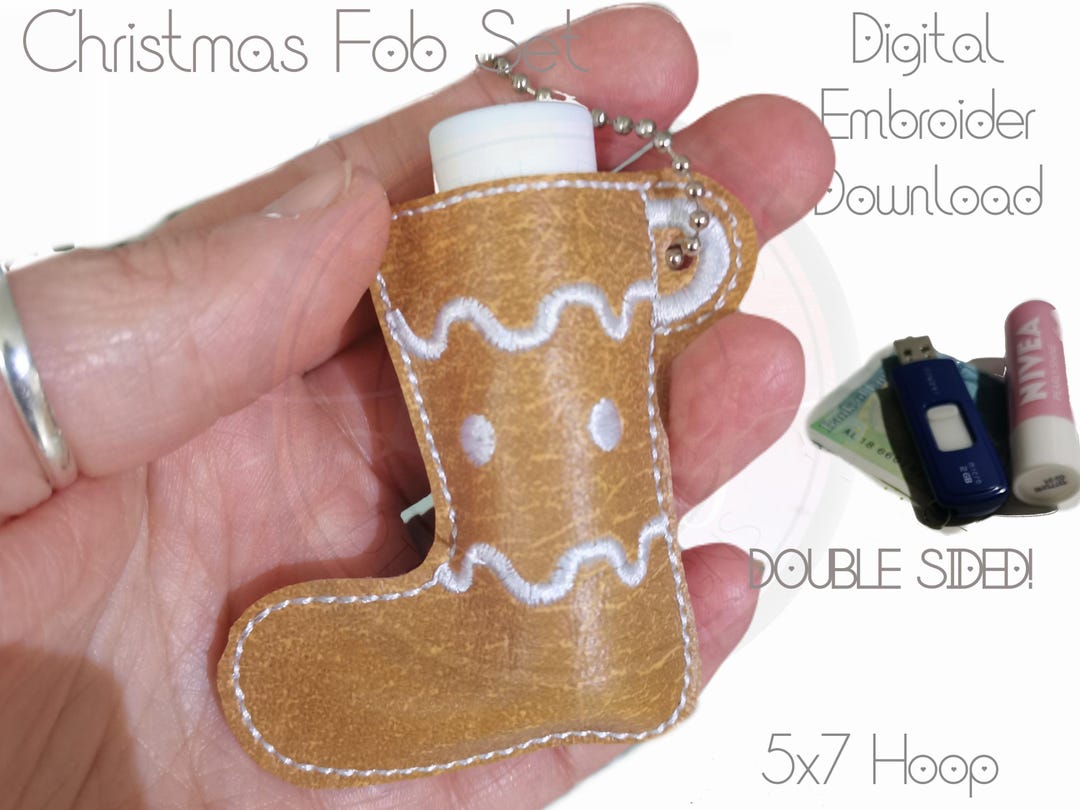 Gingerbread Boot Key Fob, Santa, Gingerbread Man, Key Ring, DIGITAL ...