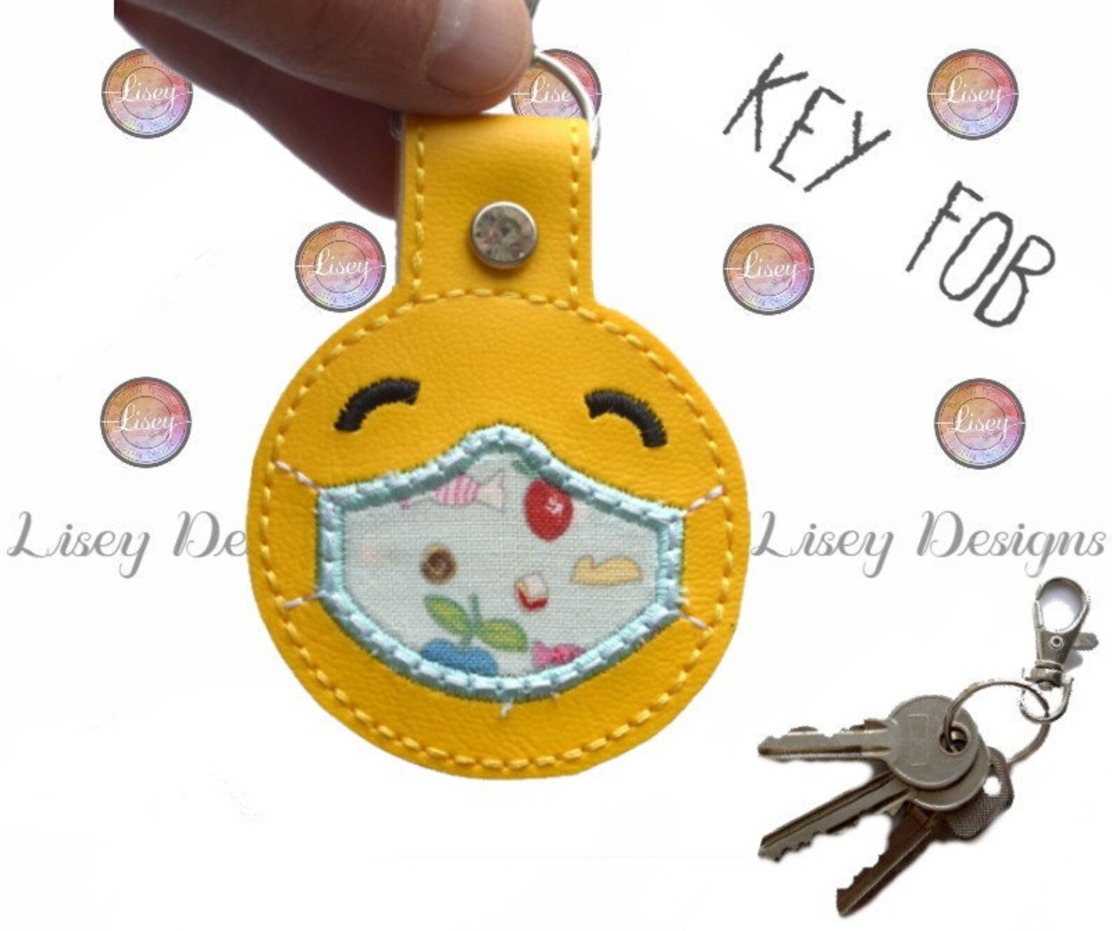 Mask Emoji Key Fob DIGITAL PATTERN 4x4 Hoop Embroidery | Etsy