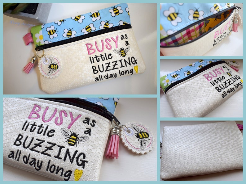 5x7 Bee Zipper Purse, DIGITAL PATTERN, Plus FREE Zipper Bee Charm, Busy ...