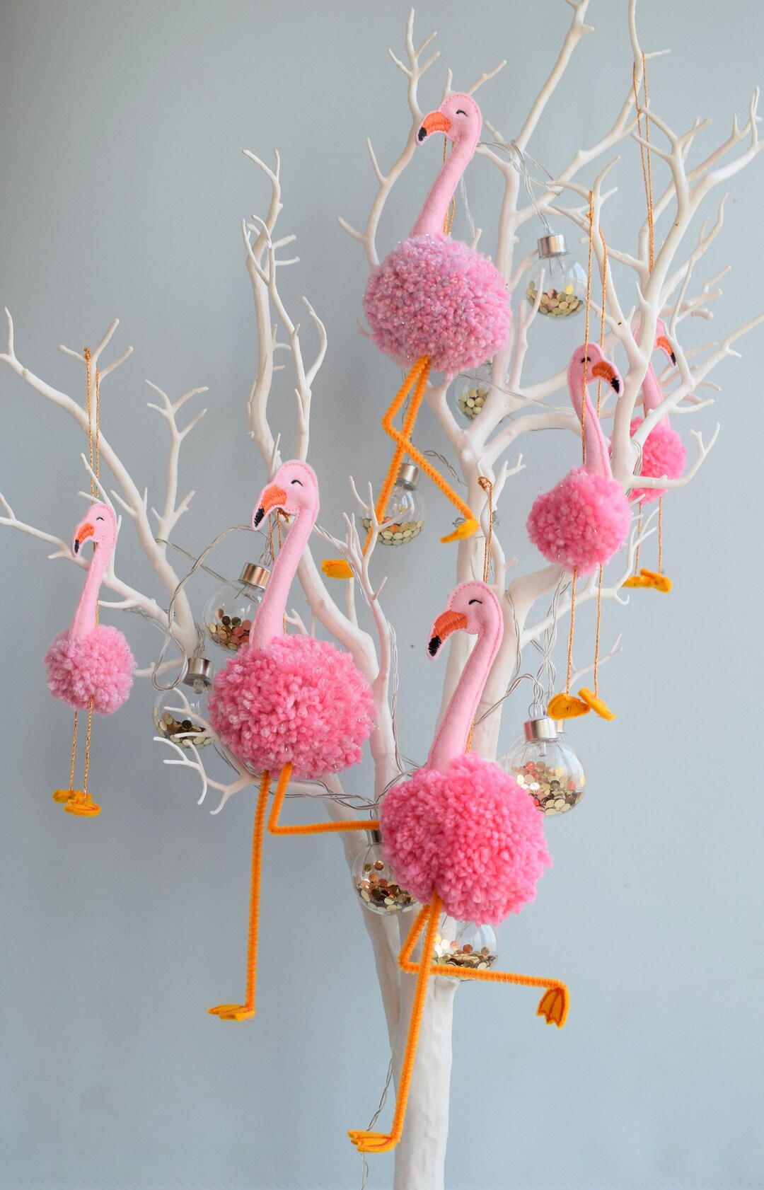 DIGITAL PATTERN, Flamingo Hanging Decorations, 2 Sizes, Animal Pompom ...