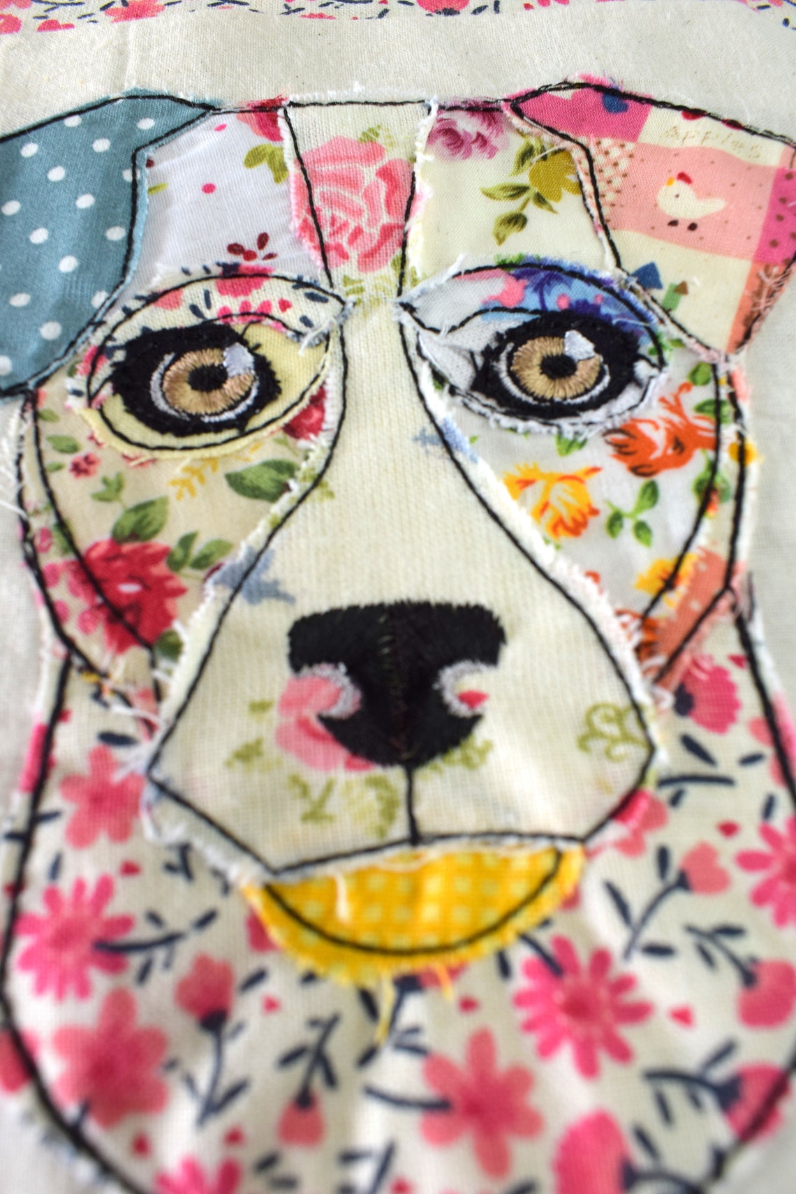 Digital File, Patchwork Jack Russell Terrier, Raw Edge Applique ...