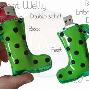 Welly Carry Key Fob, Wellington Boot Key Ring, Gumboots, Polka Dot ...