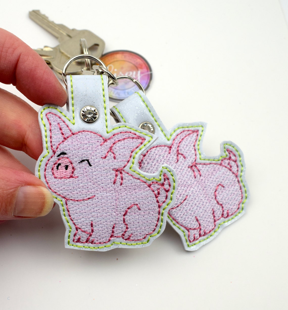 DIGITAL PATTERN, Piggy Coin Keeper, Piggy Key Fob, ITH, Embroidery ...