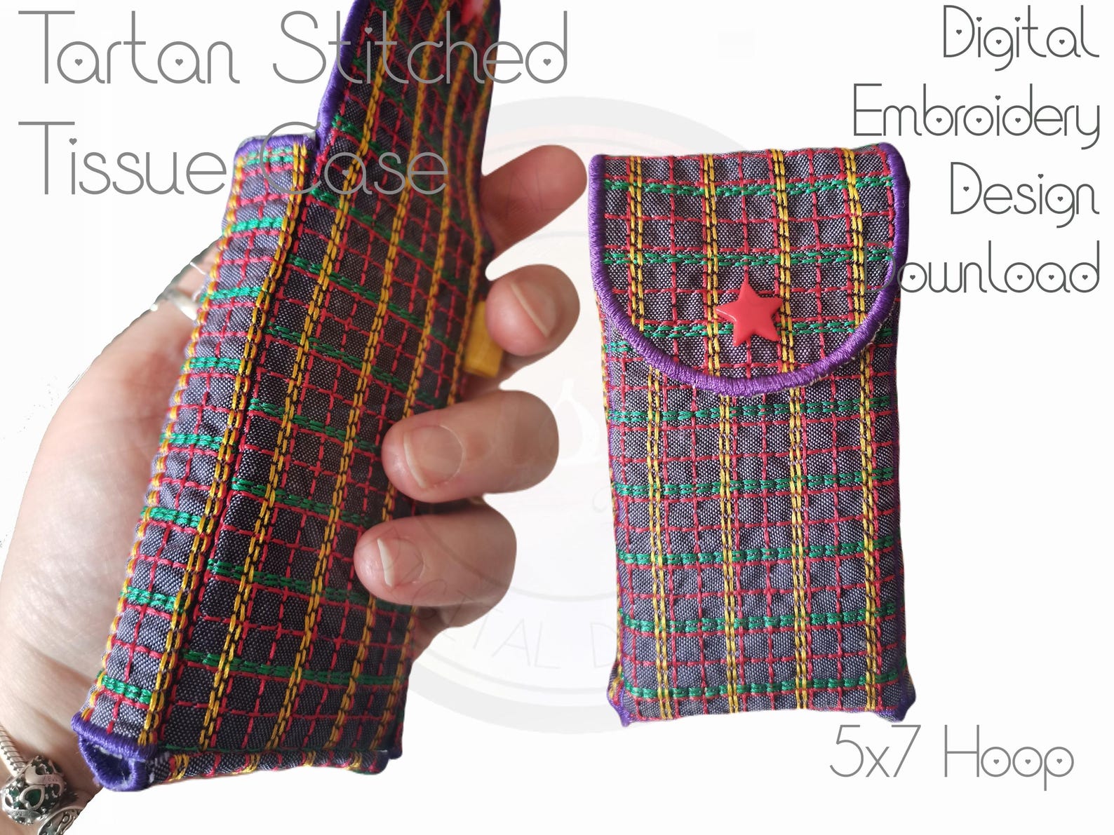 5x7 Stitched Tissue Case, DIGITAL PATTERN, Snot Rags, Tissue Case, ITH ...