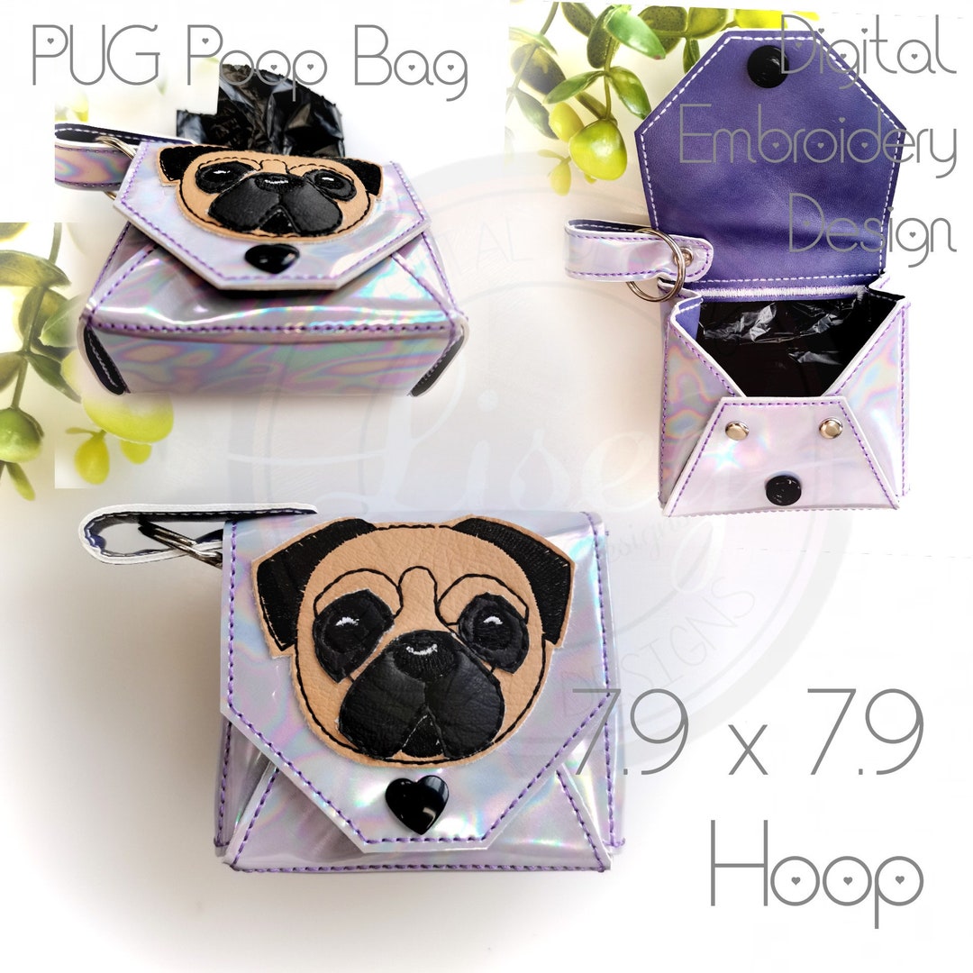 Pug With Black Ears Dog Bag Dispenser, DIGITAL PATTERN, Pug Poop Case ...