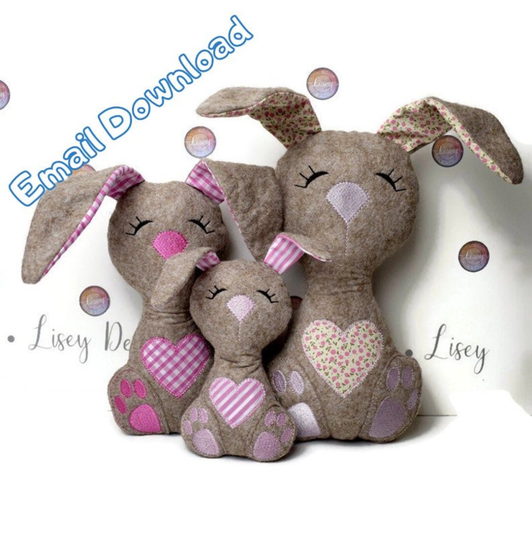 Bunny Plush Embroidery Design, ITH, Rabbit, More Than 1 Size Available ...