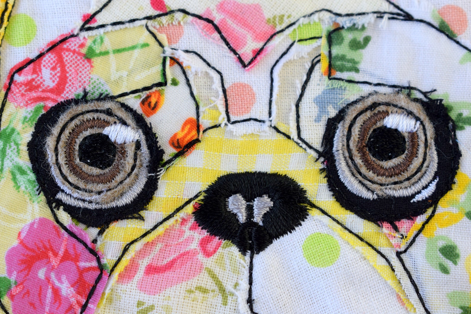 Digital File, Patchwork Pug, Raw Edge Applique, Machine Embroidery ...