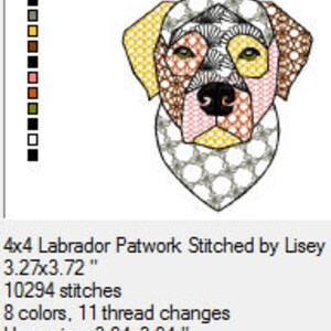 Digital File, Stitched Patchwork Labrador, 4x4 & 5x7 Hoop, Machine ...