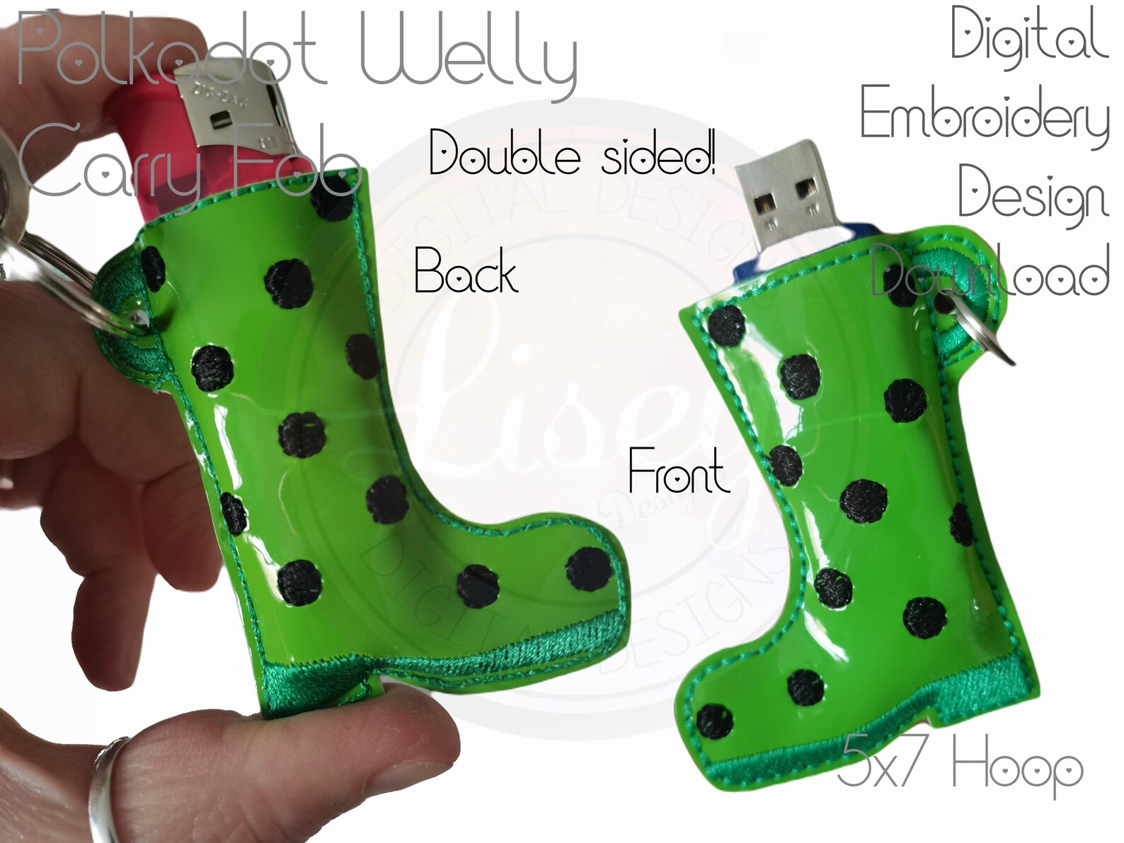 Welly Carry Key Fob, Wellington Boot Key Ring, Gumboots, Polka Dot ...