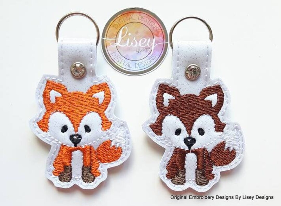 Digital File, 2 Fox Key Fobs, Forest Animal, ITH, Embroidery Design ...