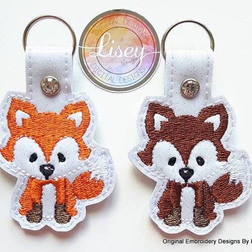 Digital File 2 Fox Key Fobs Forest Animal ITH Embroidery - Etsy