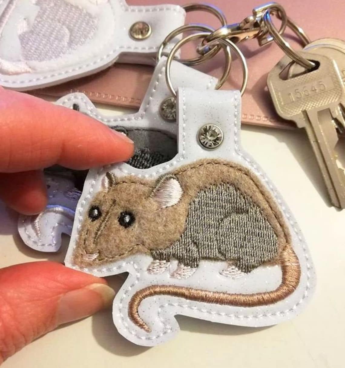 Rat Embroidery Rat Key Fob Chinese New Year Year of the Rat | Etsy