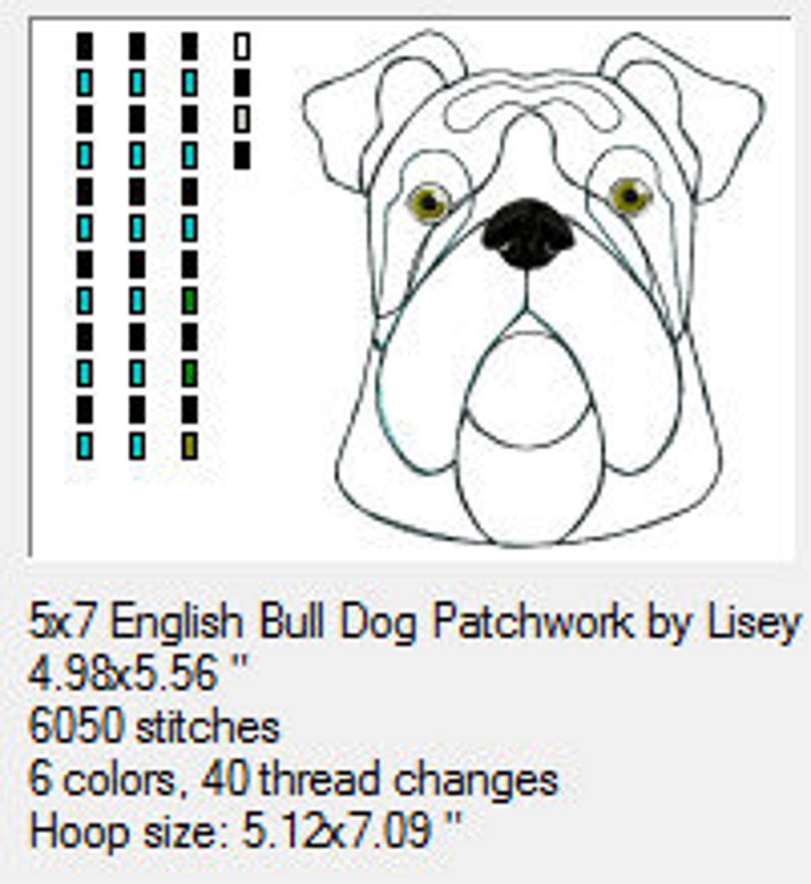 Digital File, Patchwork English Bulldog, Raw Edge Applique, Machine ...