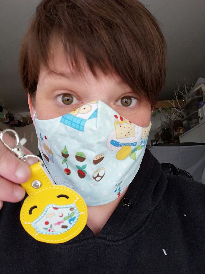 Mask Emoji, Key Fob, DIGITAL PATTERN, 4x4 Hoop, Embroidery Machine ...