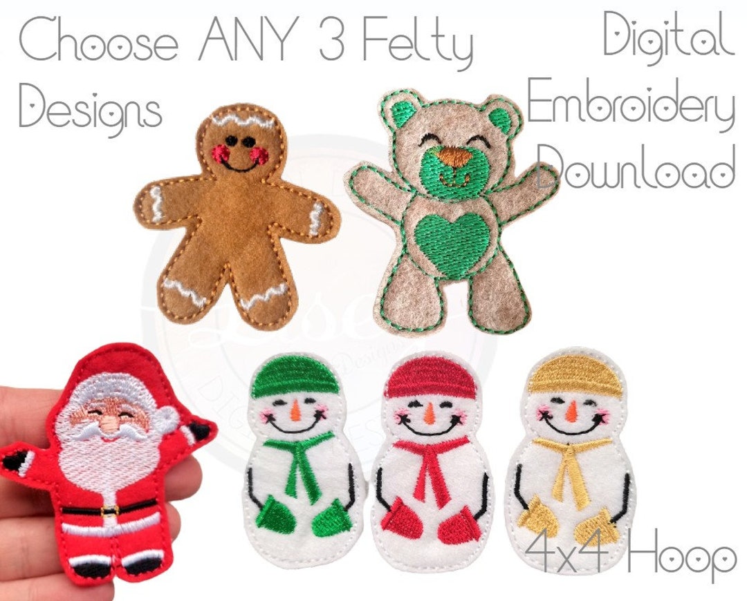 Choose Any 3 Felties From My Christmas Designs Shown, DIGITAL PATTERN ...