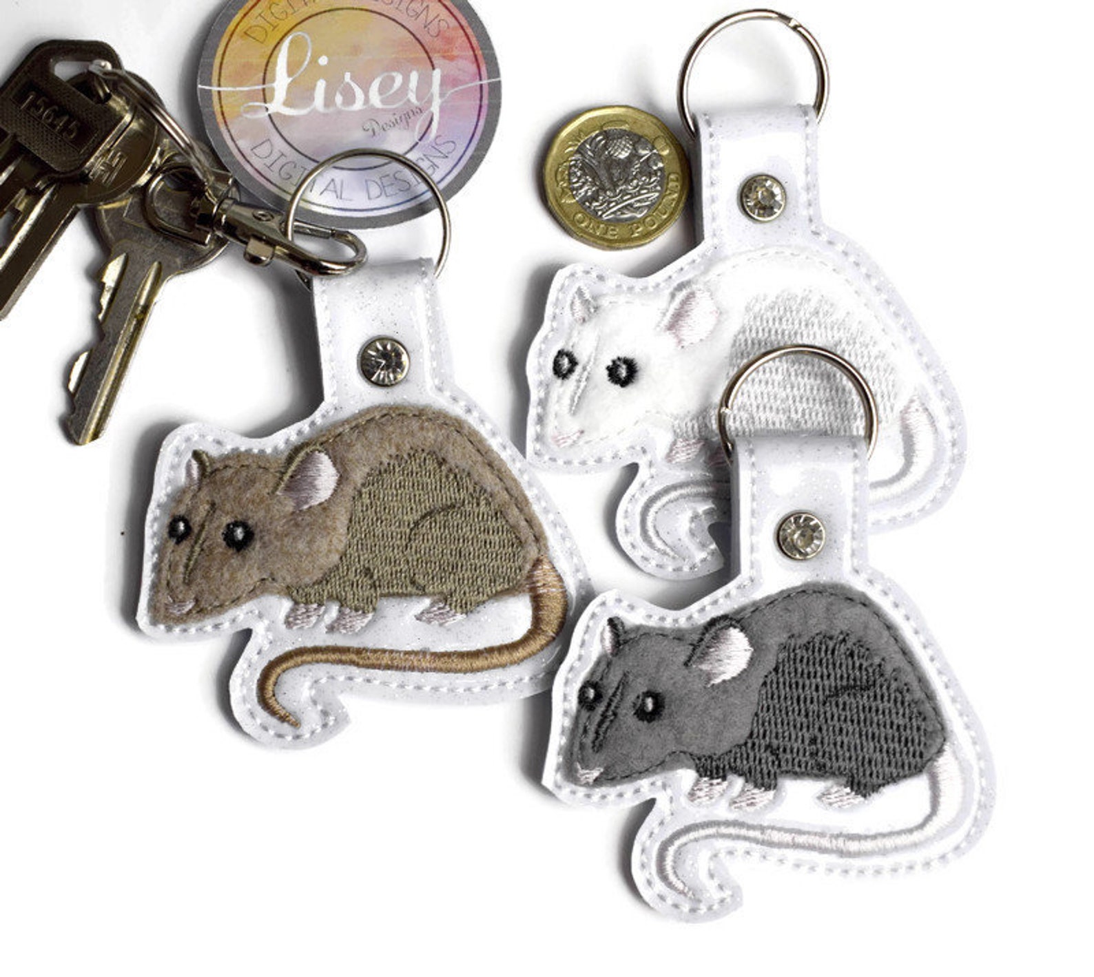 Rat Embroidery Rat Key Fob Chinese New Year Year of the Rat | Etsy