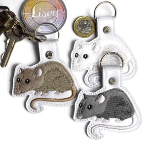 Rat Embroidery, Rat Key Fob, Chinese New Year, Year of the Rat Key Ring ...