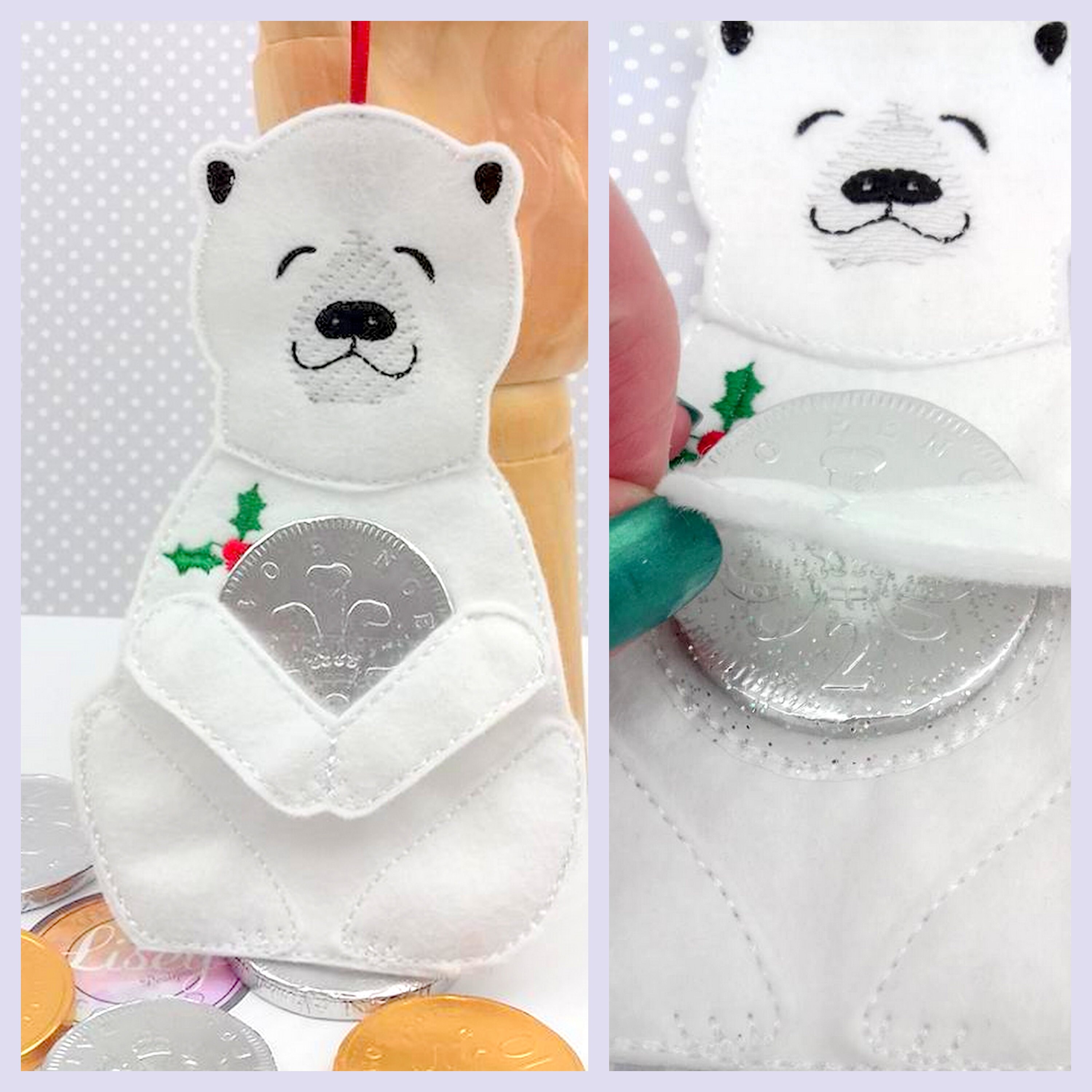 Digital File Polar Bear Christmas Hanging Decoration Felt | Etsy
