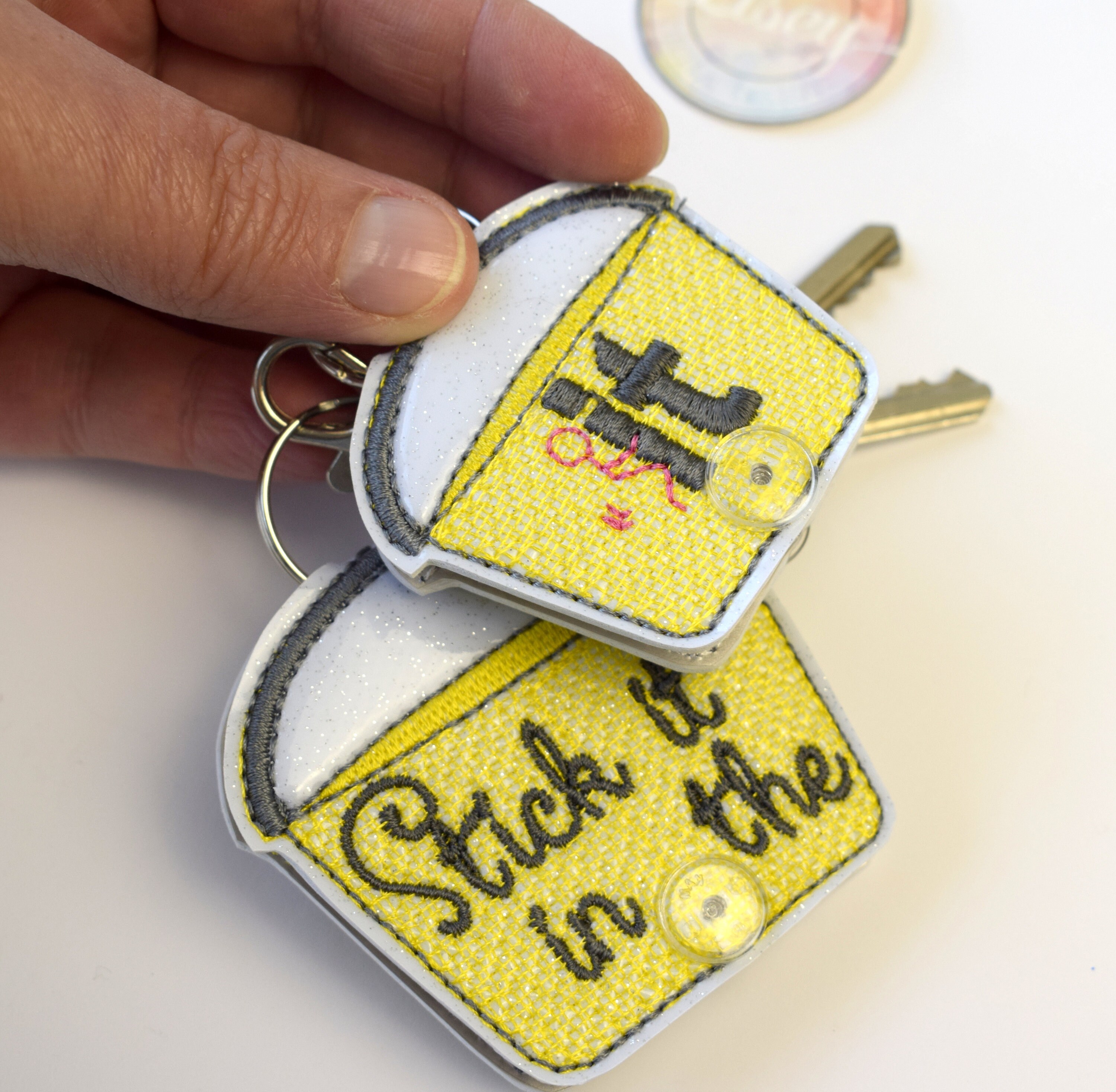 DIGITAL PATTERN, Stick It in the Bucket Key Fob, 4x4 & 5x7 Hoop, Double ...