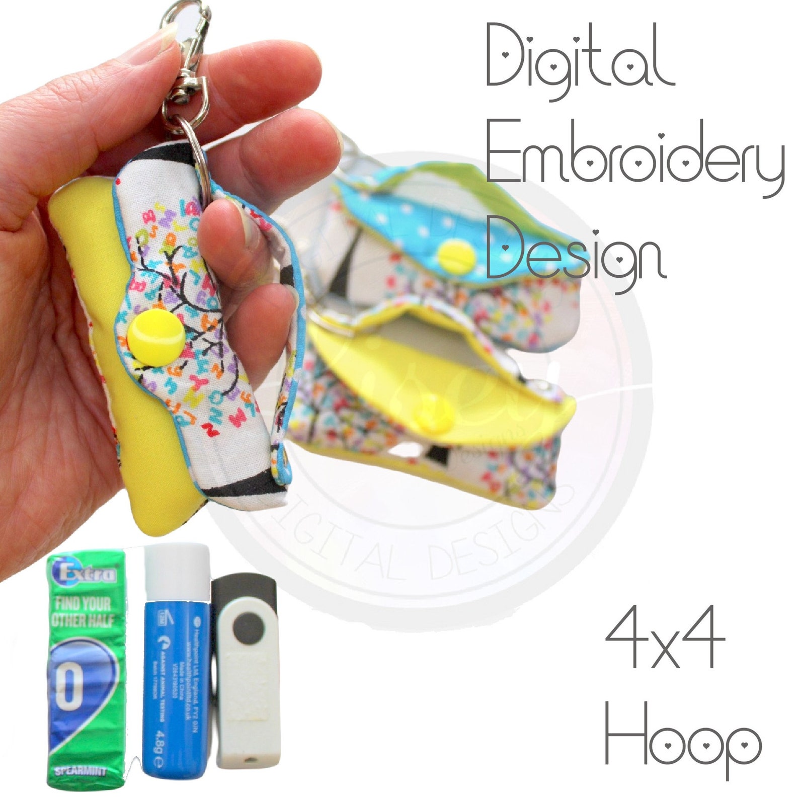 3 Lip Balm Cases, Fabric, Gum Purse, Usb Case, DIGITAL PATTERN, 4x4 ...