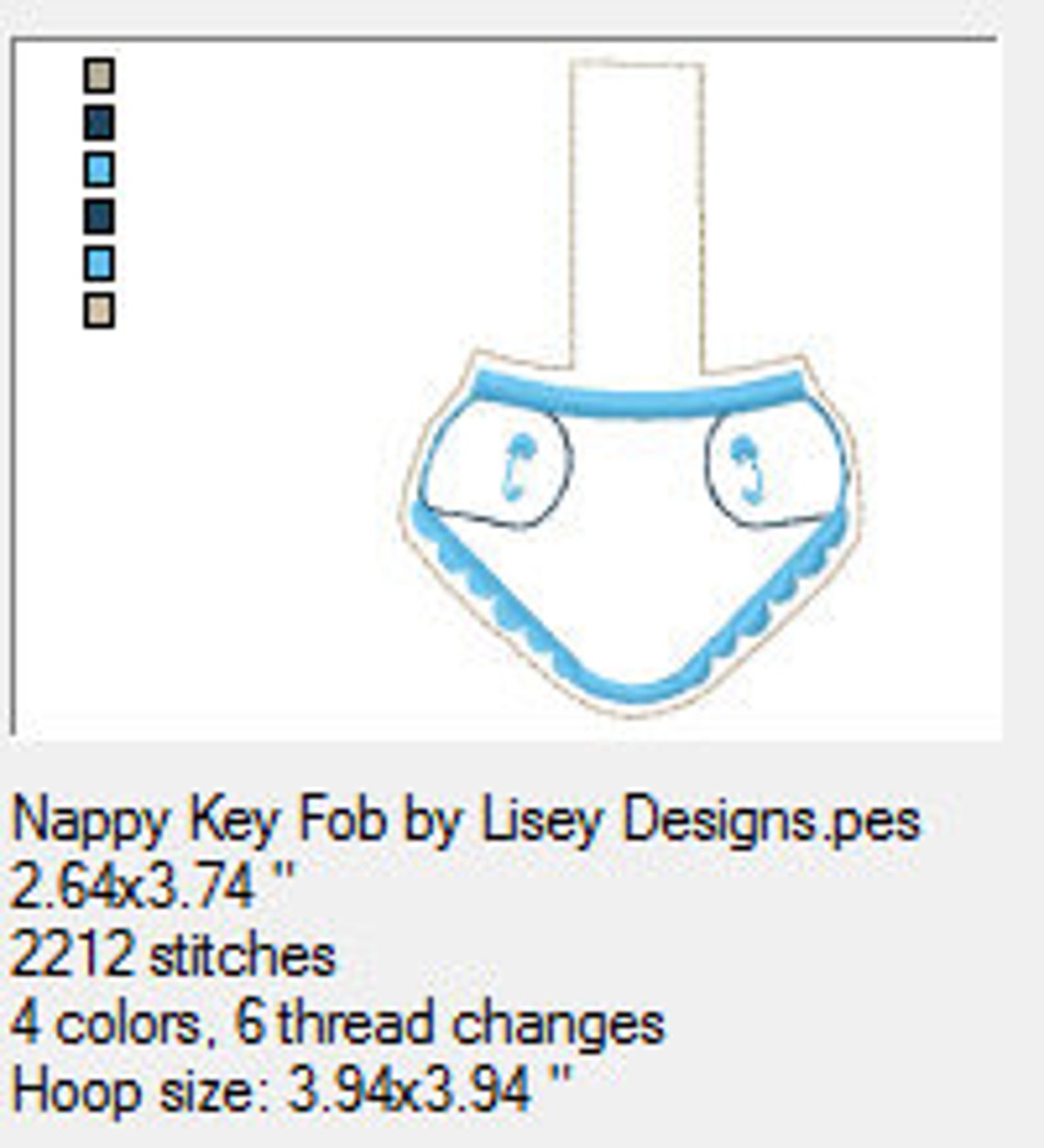 DIGITAL PATTERN, Baby Nappy, Diaper, Key Ring, ITH, 4x4, Embroidery ...
