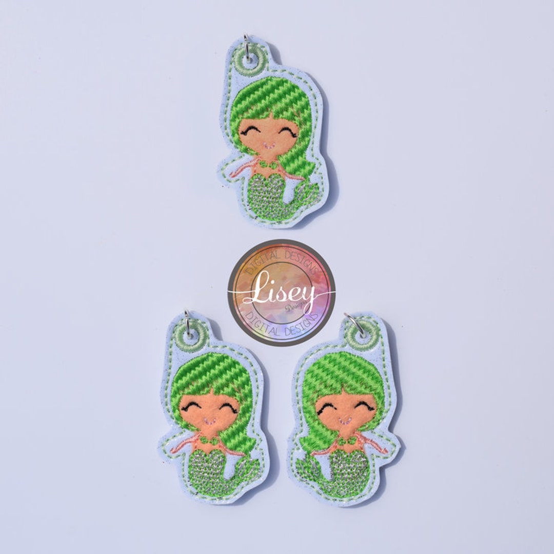 Digital File, Triplet Mermaids, Evergreen Zip Pull, Bag Charms, Zip ...