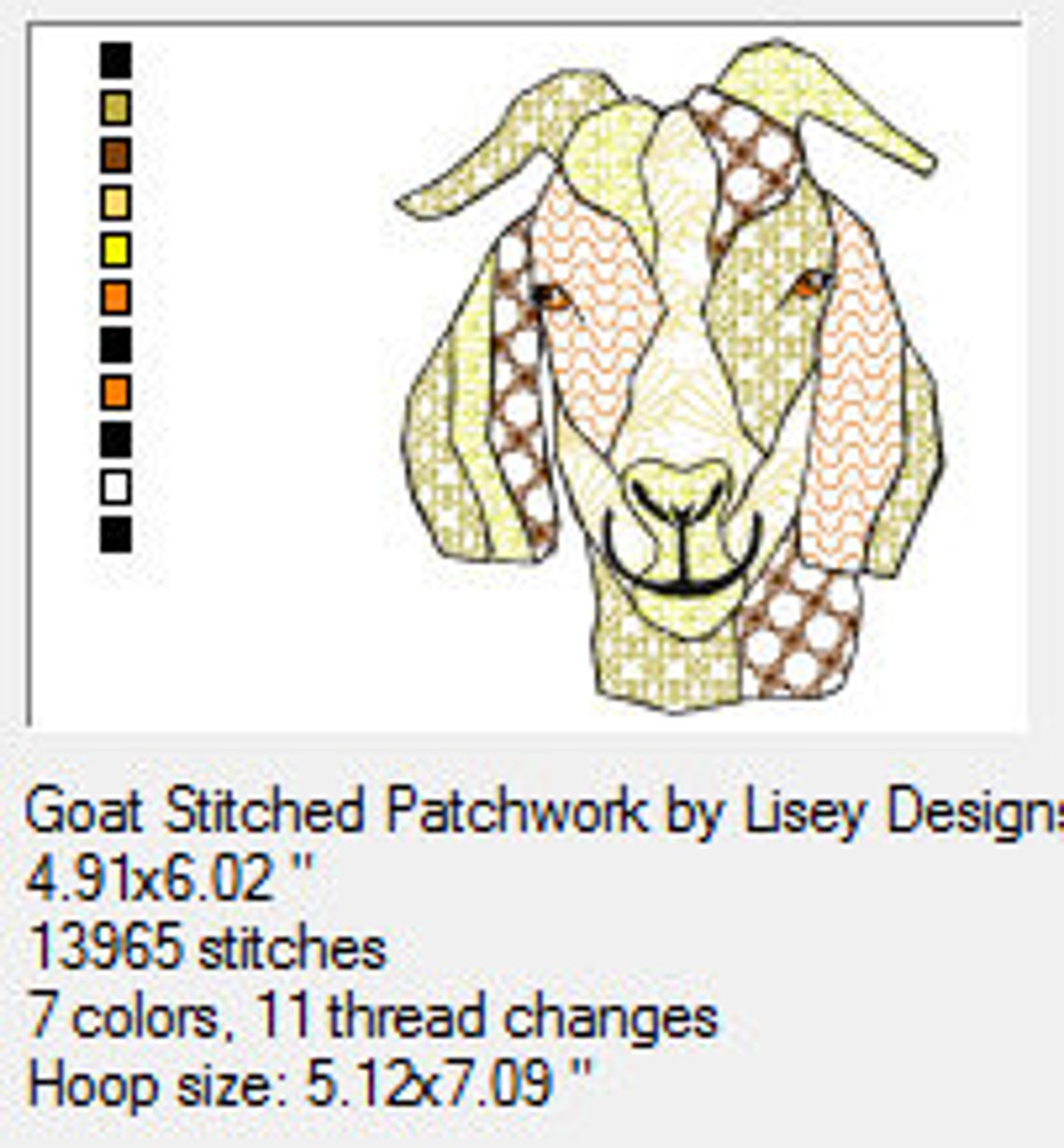 Digital File Stitched Patchwork Goat 5x7 Hoop Machine - Etsy