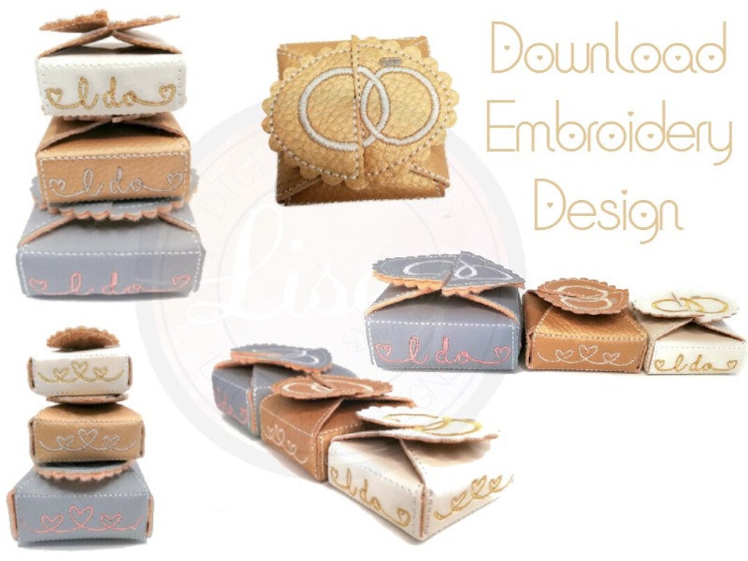 3D Ring Box Set, Wedding, Set of 3 Sizes, Digital Embroidery Design, in ...