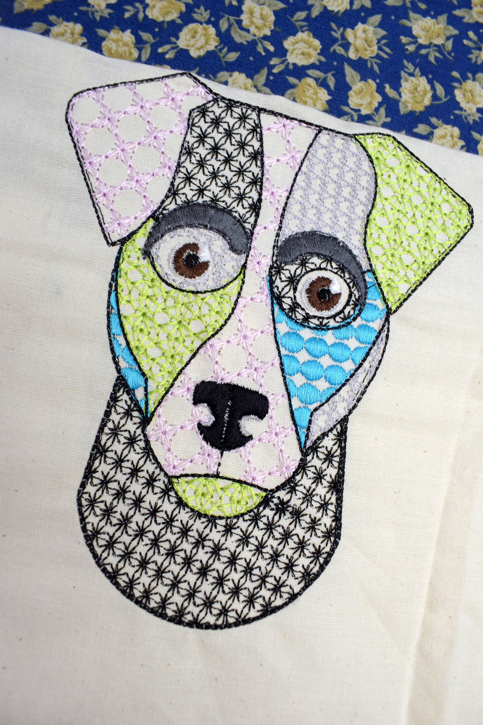 Digital File, Jack Russell Terrier, Stitched Patchwork, Machine ...