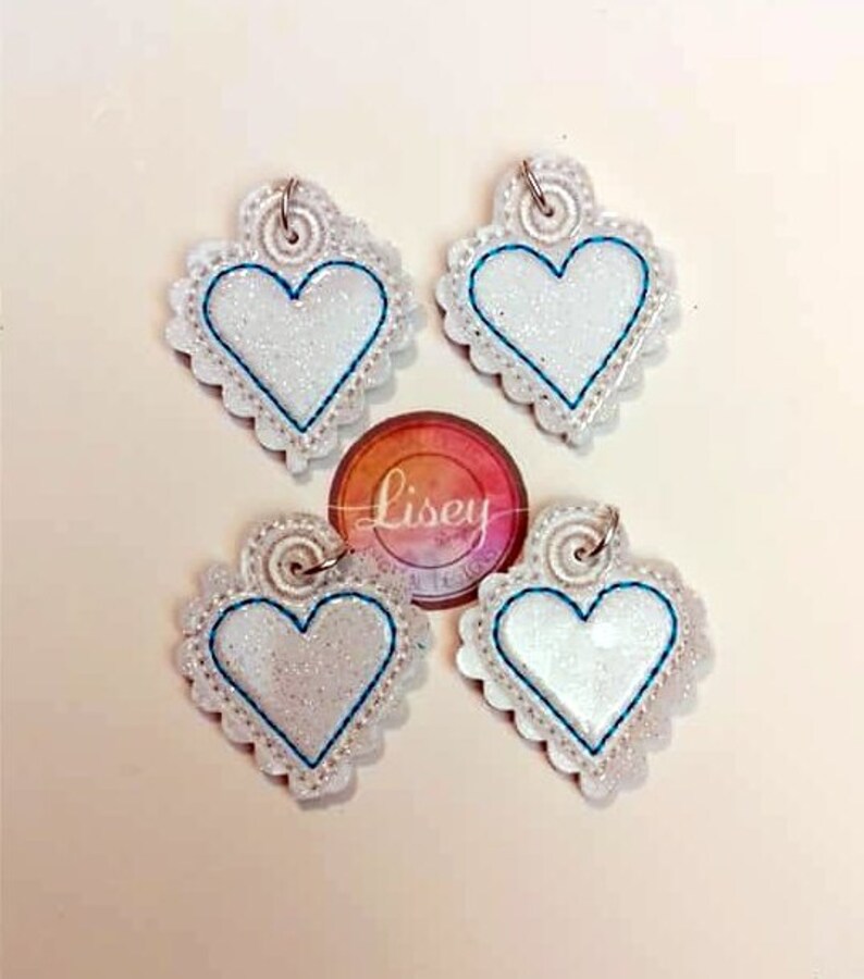 DIGITAL PATTERN Heart Charms Embroidery Design Set of 4 | Etsy