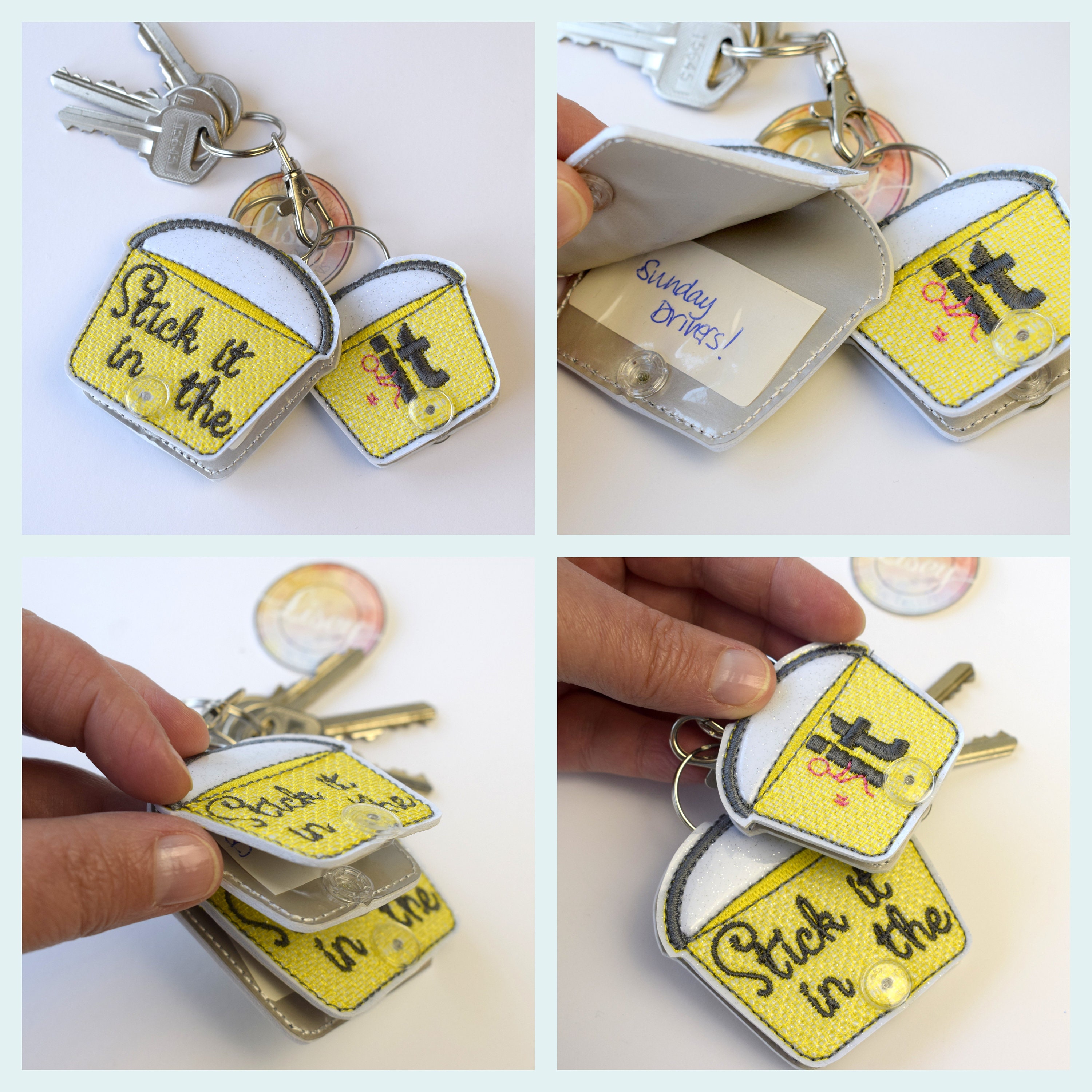 DIGITAL PATTERN, Stick It in the Bucket Key Fob, 4x4 & 5x7 Hoop, Double ...