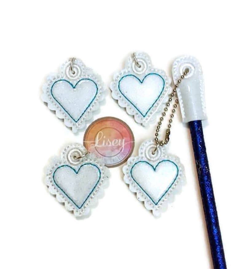DIGITAL PATTERN Heart Charms Embroidery Design Set of 4 | Etsy