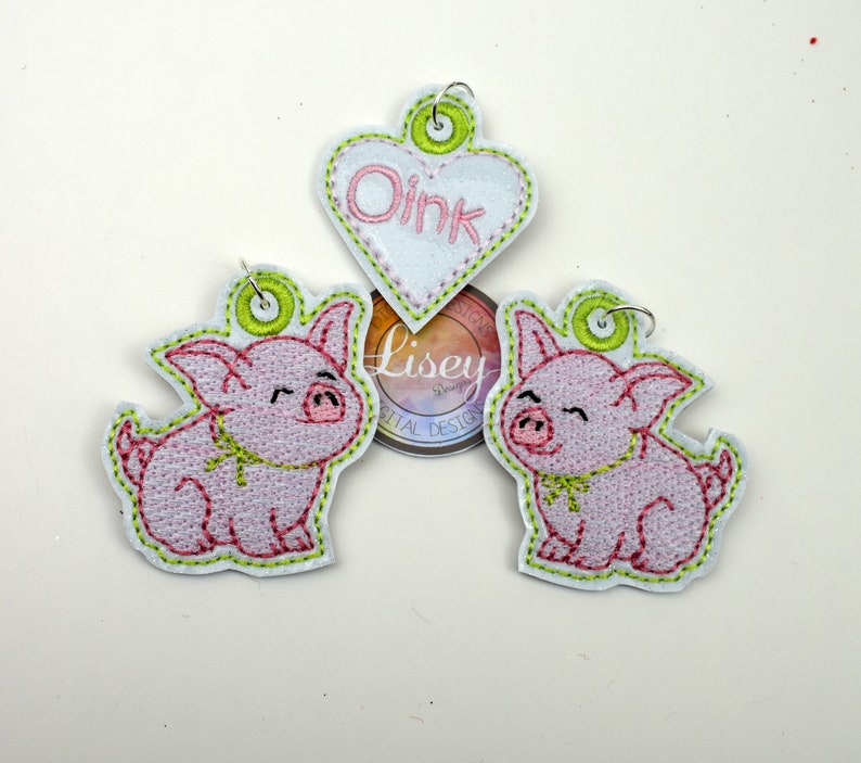 DIGITAL PATTERN, Pig Embroidery Charm, Cute Piggy Charm, Zipper Set ...