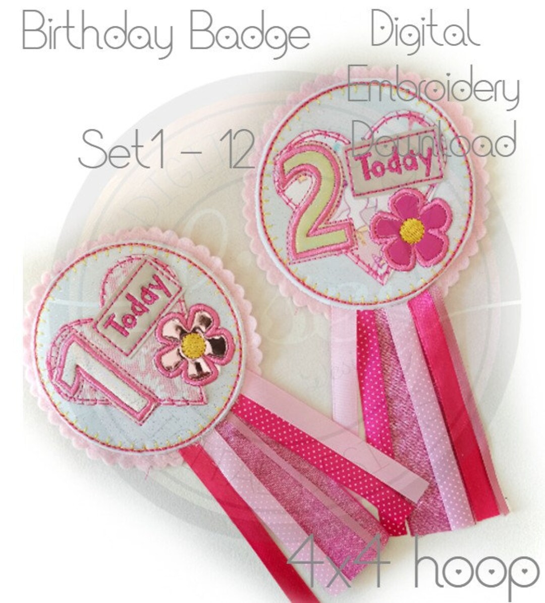 Digital File: Birthday Badge Numbers 1 - 12 Years, Embroidery Badge Set ...