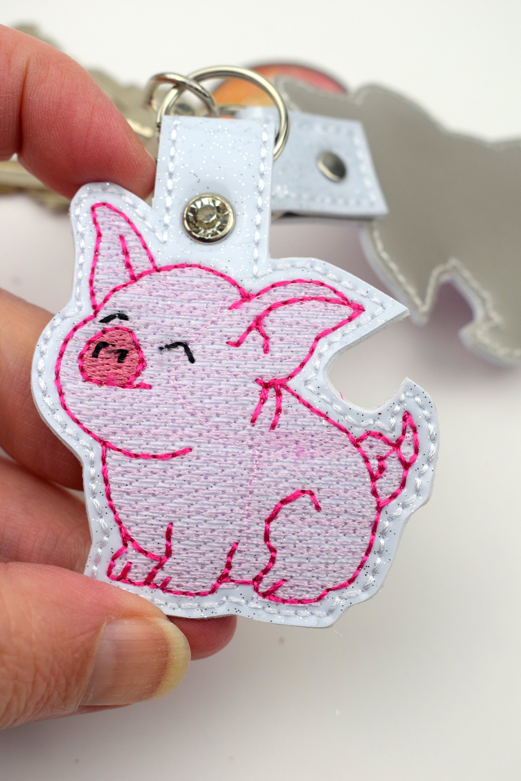 DIGITAL PATTERN Pig Key Fob 2 Pink Pig Key Ring ITH | Etsy