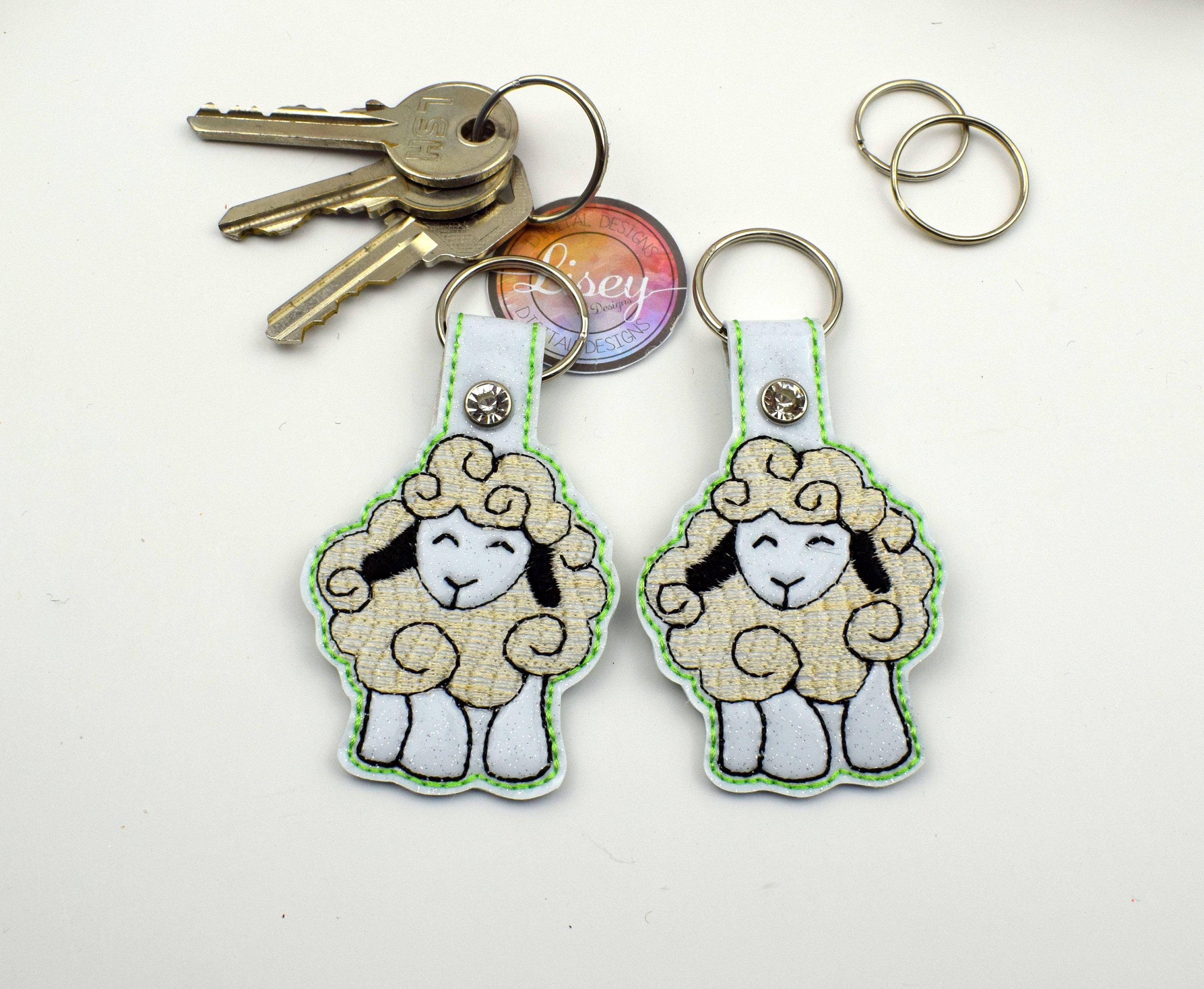DIGITAL PATTERN 2 Sheep Key Fob ITH Embroidery Designs | Etsy