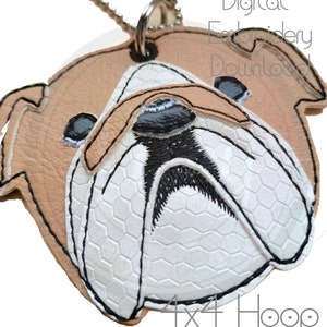 English Bulldog Key Ring Chain, Large Charm, Layered Raw Edge Applique ...
