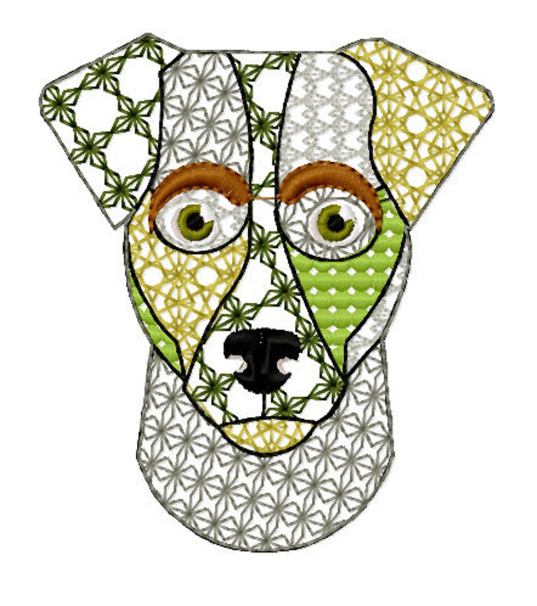 Digital File, Jack Russell Terrier, Stitched Patchwork, Machine ...