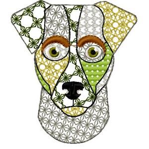 Digital File, Jack Russell Terrier, Stitched Patchwork, Machine ...
